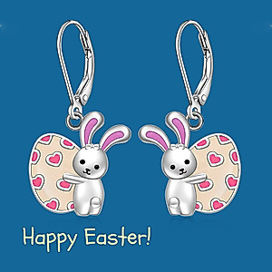 Easter Earrings Bunny Earrings for Women Sterling Silver Cute Rabbit Earrings Bunny Easter Egg Dangle Jewelry Charms Holiday Gifts