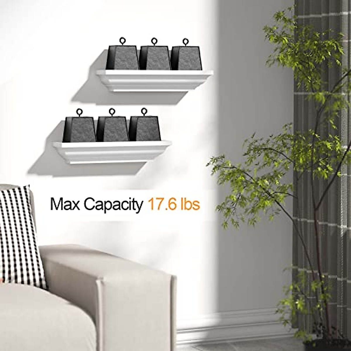 Alsonerbay Floating Shelves White, Wood Shelves Rustic Shelves for Wall Storage, Wall Mounted Shelves for Bedroom Living Room Bathroom, 17 Inch 2 Pack