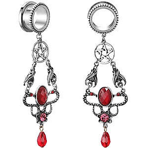 TBOSEN 6PCS Set Stainless Steel Retro Large Dangle Bridal Ear Gauges Tunnels Plug Stretching Tapers Screw Fit Tunnels 2g-1" in 6mm-25mm(00g)