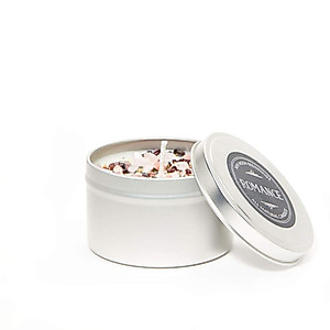 Romance Candle by New Moon Beginnings - Love Ritual Candles - Dried Flower, Herb, & Crystal Candles - Aromatherapy Candles - Soy Candle - 8oz Tin