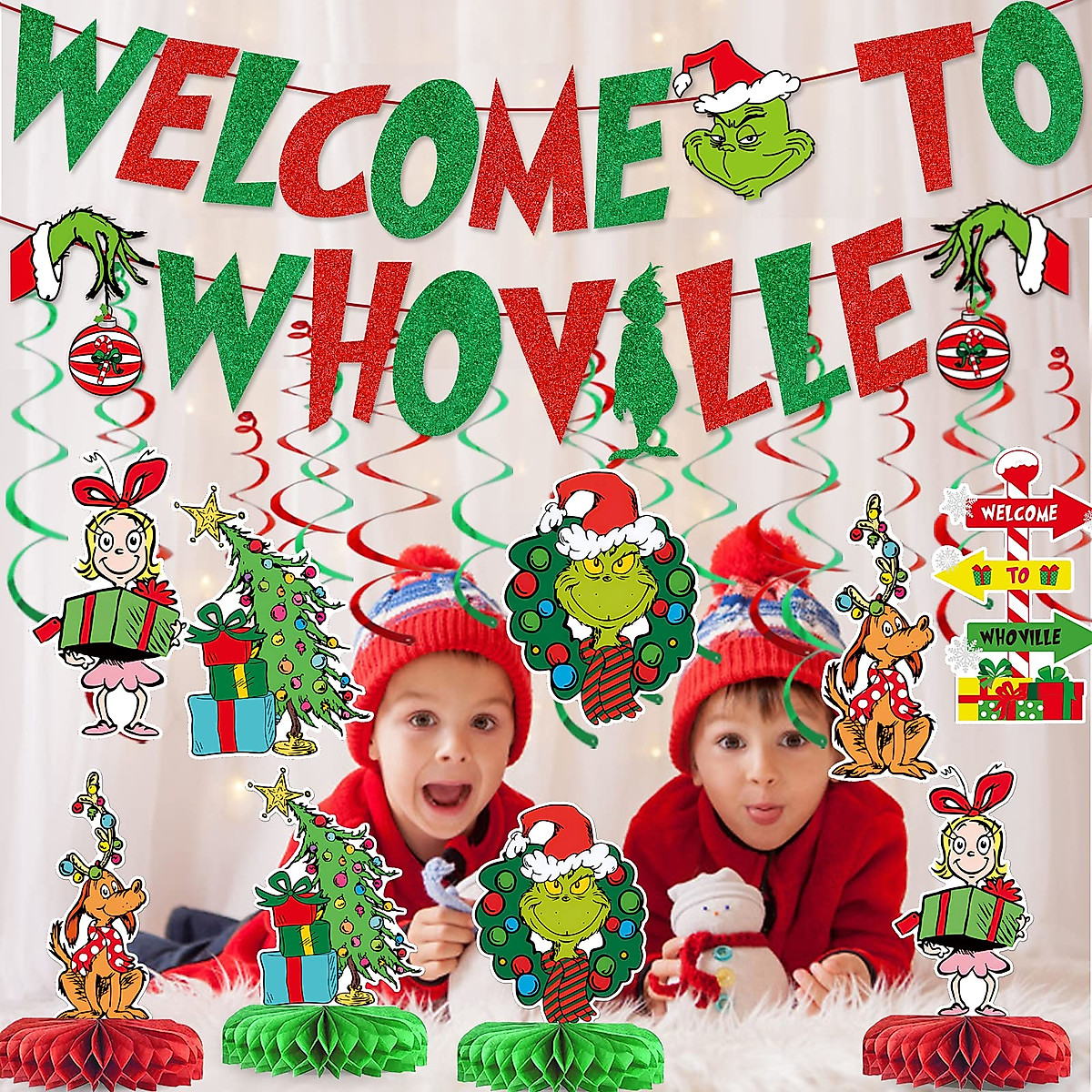 Whoville Christmas Decorations Whoville Decorations Welcome to Whoville Banner The Christmas Decorations Party Supplies Christmas Grieen Birthday Party Decorations