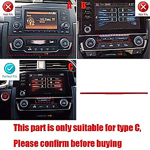 BOYUER 15PCS Civic Interior Full Accessories Center Console Gear Box Cover Trim Steering Wheel Trims Decoration Stickers for 10th Gen Honda Civic 2021 2020 2019 2018 2017 2016(RED)