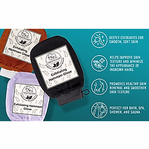 Natural Elephant Exfoliating Hammam Glove - Face and Body Exfoliator Mitt (Lovely Lilac)