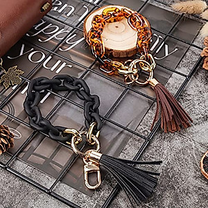 GIEMSON Acrylic Bangle Key Ring Wristlet Keychain Chunky Chain Link Key Ring Bracelets for Women Boho Car Keychain Holder