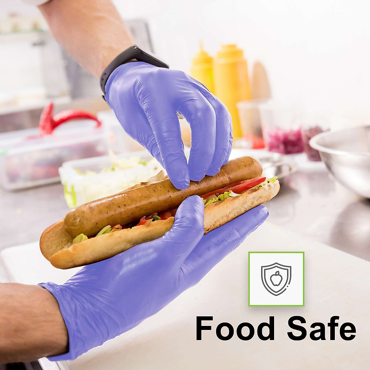 FifthPulse Biodegradable Disposable Nitrile Gloves X Small - 150 Count - Green Food Safe Cooking Gloves - Powder and Latex Free Gloves with Textured Fingertips - Home Cleaning Rubber Gloves