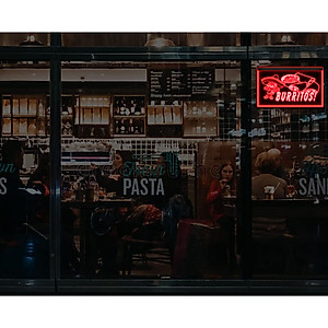 110186 Mexican Burritos Food Restaurant Tacos Cafe Open Display LED Light Neon Sign (12" X 8", 16 Colors By Remote)