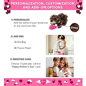 DolliBu Happy Mother's Day Super Soft Lying Marmot Plush Figure - Cute Stuffed Animal with Pink Heart Message for Best Mommy, Grandma, Wife, Daughter - 11" Inches