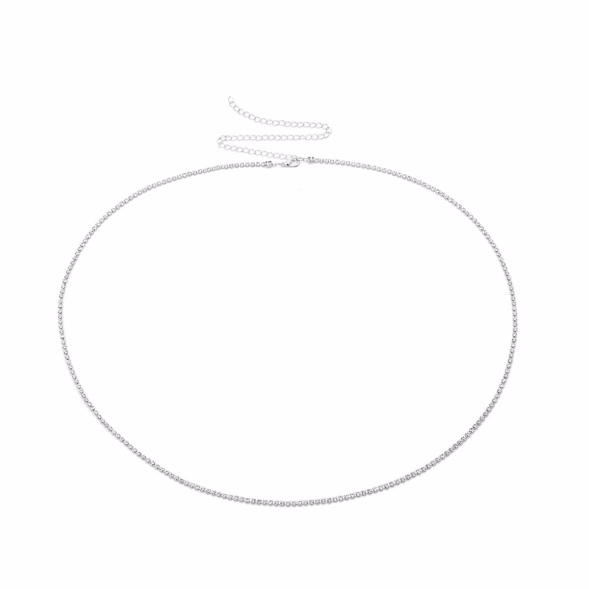 Zeshimb Simple Belly Waist Chain Layered Rhinestone Crystal Body Summer Beach Silver Body Accessories Adjustable Jewelry for Women and Girls