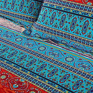 FADFAY Boho Duvet Cover Set 100% Brushed Cotton Colorful Stripe Exotic Style Bohemian Bedding Set Soft and Warm Bedding with Hidden Zipper Closure, 3 Pieces King/California King