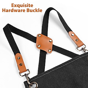 Chef Grill or Work Aprons for Women and Men with Large Pockets, Cross Back Waterproof Chef Apron, Adjustable Painting, Barbecue, Kitchen Cooking, Baking Apron, Work Shop Accessories M-XXL(BLACK)