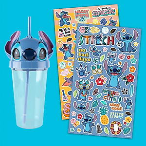 Fashion Angels Disney Stitch Tumbler Design Kit - Includes 16 oz Experiment 626 Tumbler and 100 Waterproof Lilo and Stitch Stickers - Ages 8 And Up