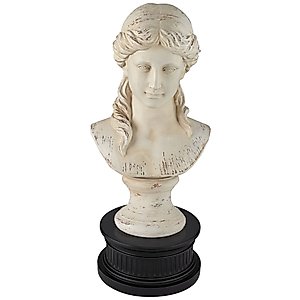 Kensington Hill Classic Greek 17 1/2" H Antique White Bust with Black Round Riser