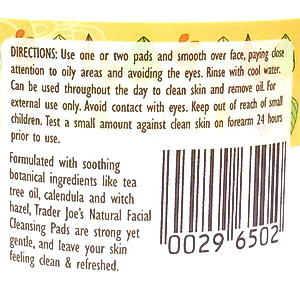 2 Pack Trader Joe's Spa Natural Facial Cleansing Pads with Tea Tree Oil