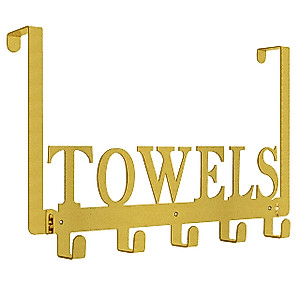 Over The Door Hooks, Towel Holder for Bathroom, Door Mount Towel Rack Towel Hooks for Bedroom Kitchen Pool Beach Towels Bathrobe Wall Mount Hang On The Door Cabinet Cupboard Metal Sandblasted (Gold)