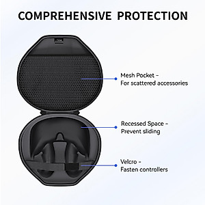 APEXINNO PU Hard Carrying Case Travel Case for Meta Quest 3S/Oculus Quest 3 Accessories, Pro Storage Handheld Case Bag Compatible with Quest 3S/3 VR Headset, Original Head Strap, Controller Grips