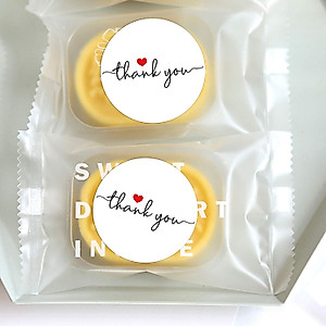 Thank You Stickers, 1.4 inches Circle Labels, 500 Modern Thank You Label Stickers with Red Heart, Wedding Thank You Stickers, Perfect for Bridal Showers, Small Business Boutique Bags.