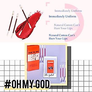 PASNOWFU 20 Pcs/Set of Tattoo Lipstick, Cotton Swab Lipstick, Tattoo Lip Stain Tattoo Lipstick Cotton Swab, Durable Waterproof Liquid Non-Stick Lipstick, Easy to Carry(Color : Orange red)