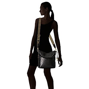 Fossil Women's Maya Leather Small Hobo Purse Handbag, Black (Model: ZB6979001)
