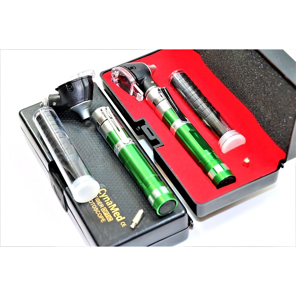Premium 3.2V Pro Led Otoscope Set Fiber Optic with Hard Case Plus 1 Extra Bulb Cynamed