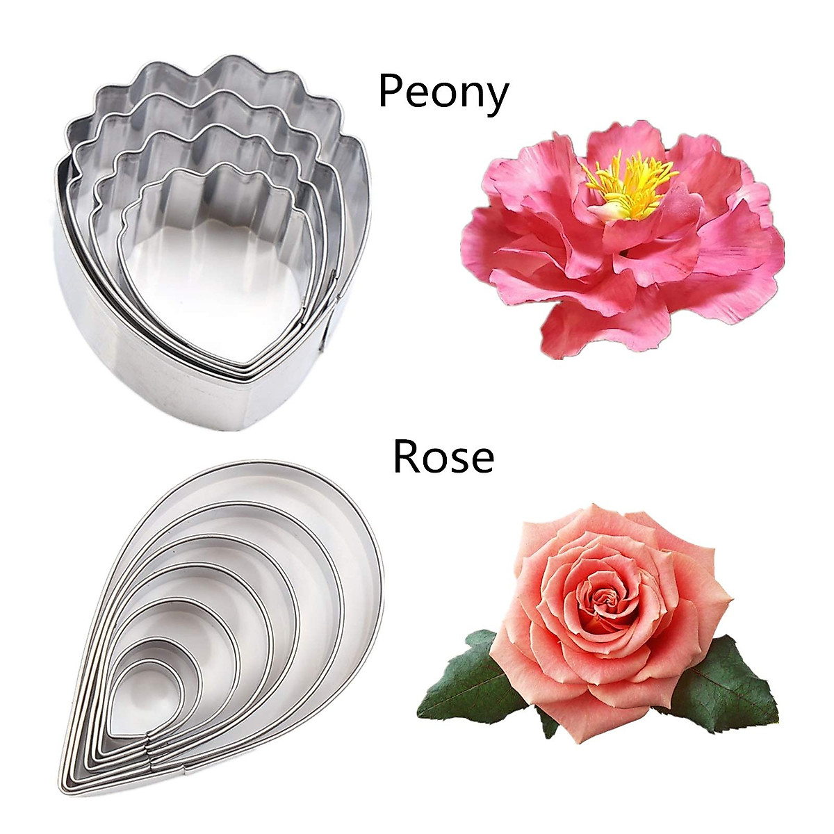 7set Stainless Steel Gum Paste Fower Cutter Set Fondant Flower Leaves Cutter Sugarcraft Cookie Cutter DIY Making Tools for Cake decorating Making Tools for Cake decorating