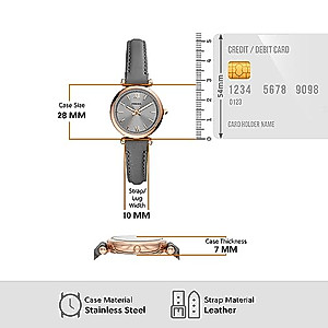 Fossil Women's Carlie Mini Quartz Stainless Steel and Eco Leather Watch, Color: Rose Gold, Grey (Model: ES5068)