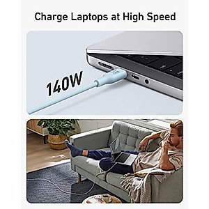 Anker 543 USB C to USB C Cable (140W 6ft), USB 2.0 Bio-Based Charging Cable for MacBook Pro 2020, iPad Pro 2020, iPad Air 4, Samsung Galaxy S21, and More (Misty Blue)