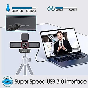 Angetube 4K Webcam with AI Tracking,Remote Control 4K Web Camera/10X Digital Zoom 1080P 60fps Web cam with USB 3.0 HDR/Dual Noise Cancelling Microphones for Video Calls/Meetings/Streaming/Skype/Zoom