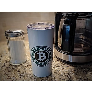 Crypto Coffee Tumbler | Bitcoin Brew Travel Mug | Stainless Steel | 20 oz | White