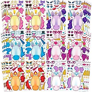 JOYIN 36PCS 9.8"x6.7" Make a face Stickers for Kids, Make Your Own Unicorn Stickers, Party Favors Kids Crafts, Goodie Bags Stuffers for Kids, Classroom Rewards