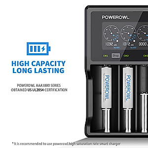 POWEROWL AAA Rechargeable Batteries 24 Pack, High Capacity Rechargeable AAA Batteries 1000mAh 1.2V NiMH Low Self Discharge