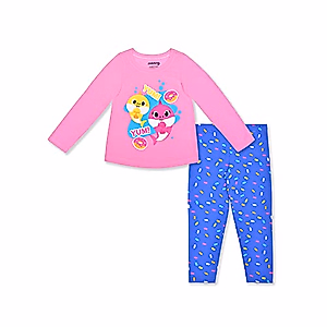 Nickelodeon Baby Shark Girls Long Sleeve Shirt and Legging Pants Set for Infant and Toddler