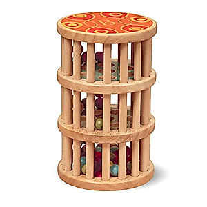 B. toys by Battat B. A-Maze Rain Rush Dexterity Toy – Classic Baby Rainmaker Toy – Development Natural Wooden Toys for Toddlers