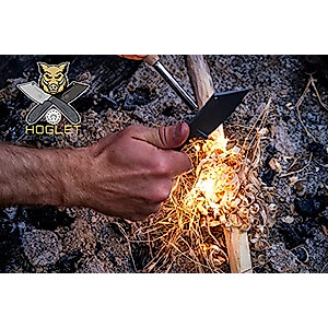 Off-Grid Knives - HOGLET EDC Fixed Blade Knife, Blackwash Blade, G10 Scales & Kydex Sheath with Scout Carry and Vertical Carry Belt Clip, Camping, Hunting, Hiking, Camp Kitchen (Blackout)