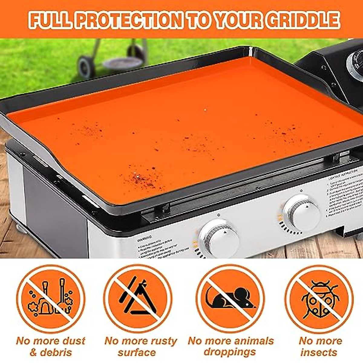 BYKITCHEN Silicone Griddle Cover for Blackstone 22 inch Griddle, Griddle Mat for Blackstone Tabletop Griddle, Grill Accessories for 22 inch Blackstone Griddle, Outdoor Protective Portable Grill Mat