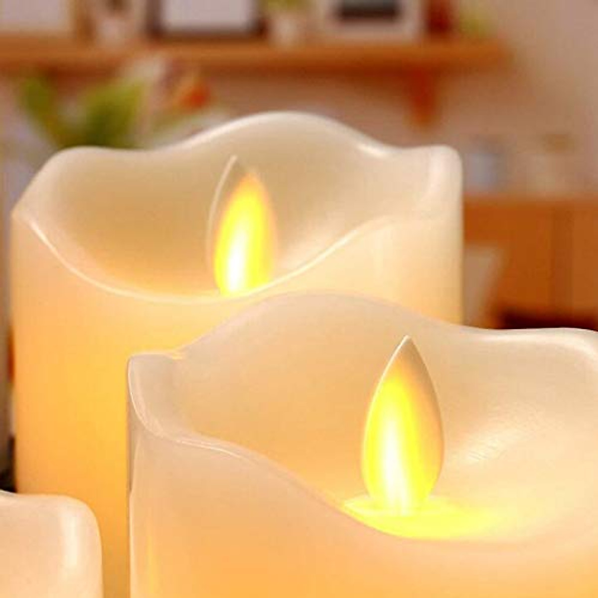 SSYUNO-Home & Garden Flameless Candles, Battery Operated LED Pillar Candles with Remote Control, Waterproof Flickering Pillar Candles for Indoor Outdoor, Set of 5