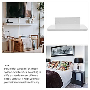 Alipis Wall Mounted Shelves Wall Mounted Shelves Plastic Floating Wall Punch Free Storage Rack Bathroom Utensil Rack Plastic Wall Rack Shelves Small Stick Sink Shelf Sink Shelf