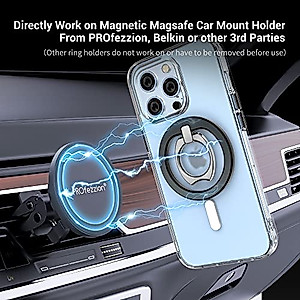 PROfezzion Thin Metal Ring Holder for MagSafe, Removable Strongest Magnetic Phone Grip Only for iPhone 14 13 12 Pro Max Plus with Mag-Safe Case [MagSafe Car Mount Compatible] [Adjustable Kickstand]