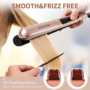 Hair Straightener - Flat Iron - Ceramic Hair Straightener and Curler 2 in 1-Flat Iron for Hair Prizm - 15 S Fast Heating-Maximum 450 DF (1.1 Inch,Champagne Gold)