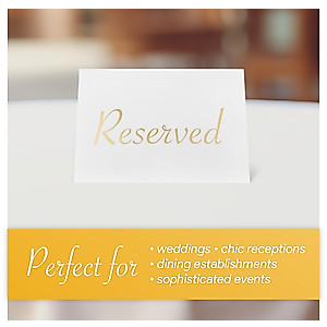Reserved Table Signs for Wedding 20 Pack | Elegant Gold Place Cards Reserved for Family at Wedding Reception Restaurant Party