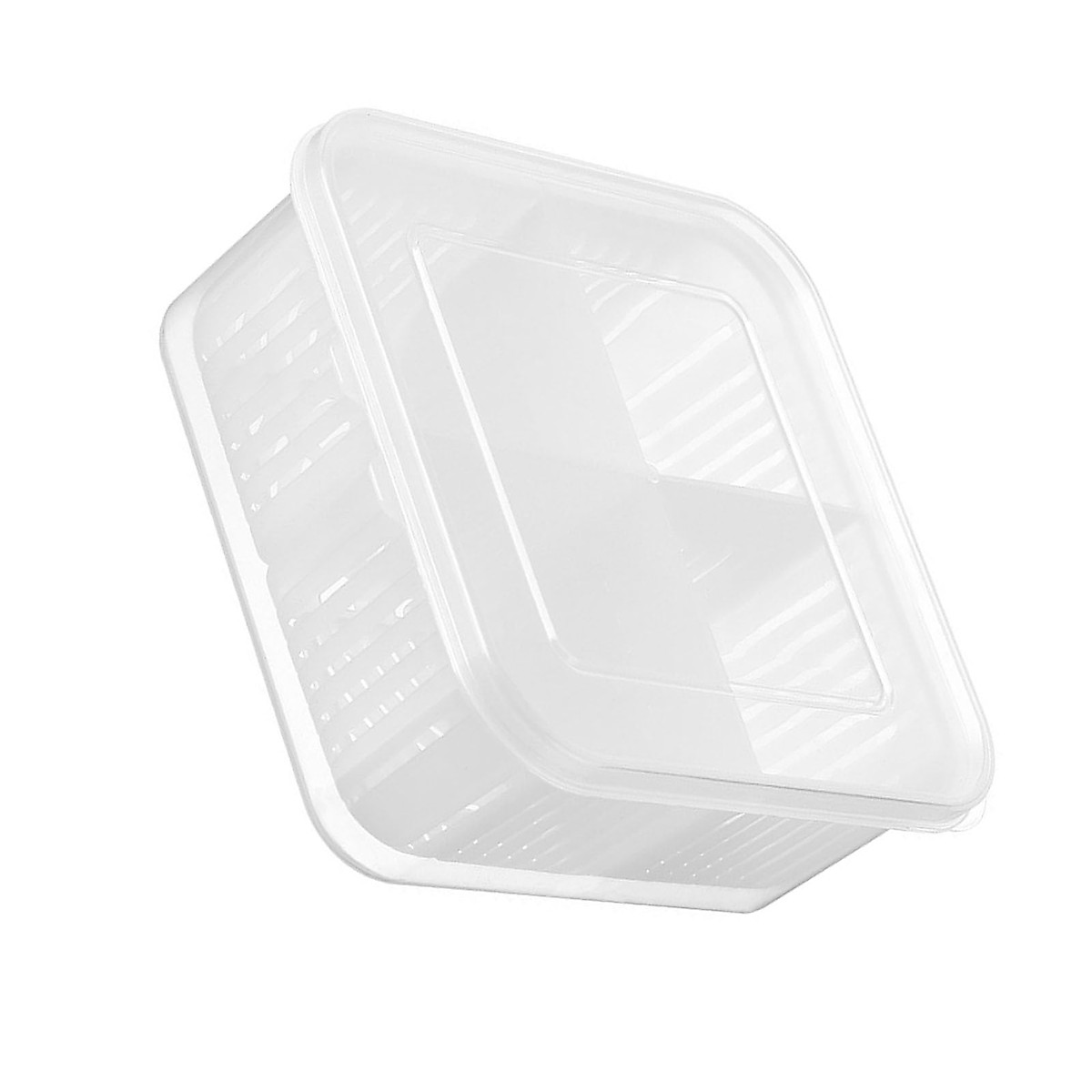 Generic Vegetable Storage Container, Draining Storage Containers 4 Compartments with Lid for Ginger Garlic for Picnic, Genericwbvqg87gr3