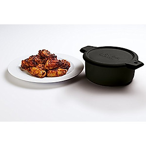 KitchenCraft Microwave Grill Pan and Browning Dish, Fast cooking, Oven-quality Food, Sturdy and Lightweight, 26 x 29 x 9 cm, Black