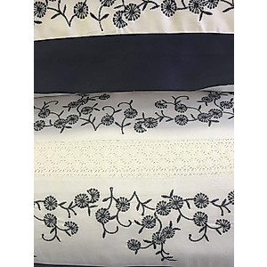 Royal Bedding Navy and White Amalia 3-Piece King/Cal-King Embriodered Comforter Cover (Duvet-Cover-Set) 100% Cotton 300 TC