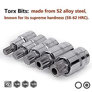 Qnkaa XZN Triple Square Spline Bit Socket Set 10pcs Silver M4 - M18, Premium S2 Alloy Steel, 1/4” 3/8” 1/2” Drive
