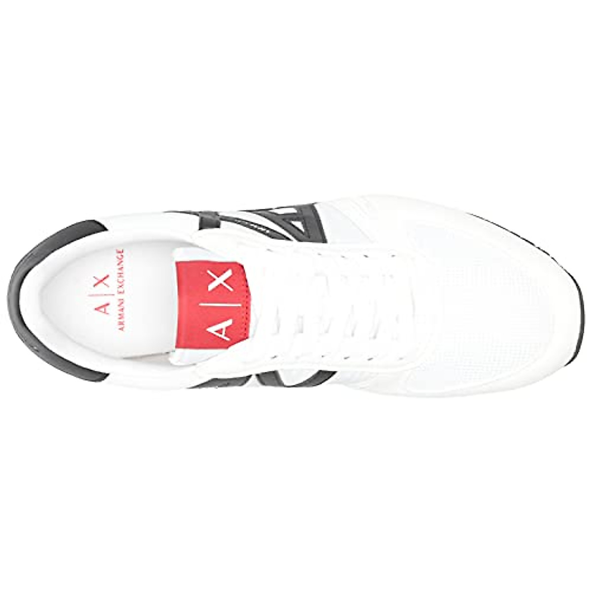 A|X Armani Exchange Men's Lace Up Logo Sneaker, Optical White + Black, 11
