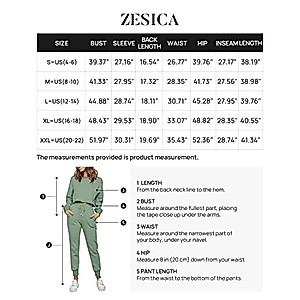 ZESICA Women's Long Sleeve Crop Top and Pants Pajama Sets 2 Piece Jogger Long Sleepwear Loungewear Pjs Sets,Green,Large
