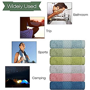 Cleanbear Cotton Hand Towels and Wash Cloths Set with Assorted Colors (6 Towels and 6 washcloths)