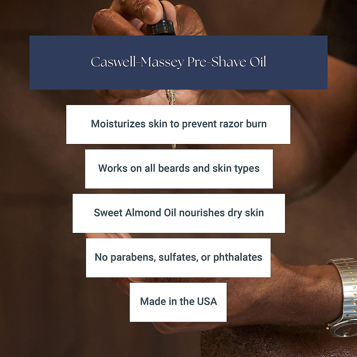 Caswell-Massey Heritage Almond Pre-Shave Oil, Natural Men’s Shaving Oil with Castor Oil & Olive Oil, Suitable for Sensitive Skin, 1 Fl Oz