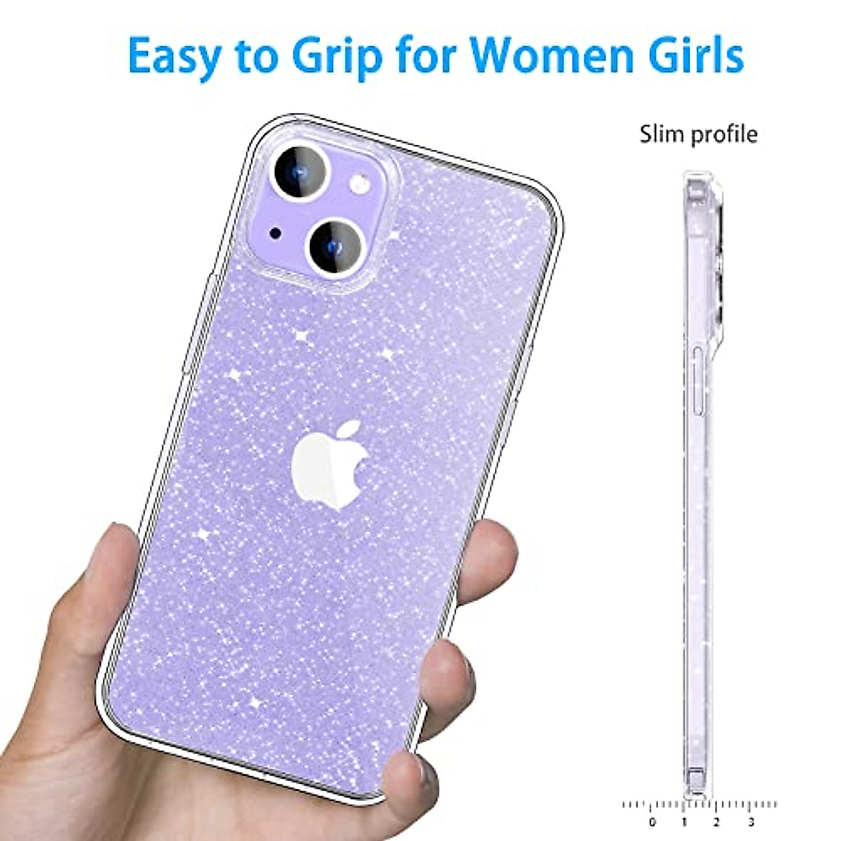 JJGoo Compatible with iPhone 14 Case, Bling Sparkle Soft TPU Anti-Scratch Shockproof Protective Phone Bumper, Women Girls Cute Slim Sparkly Phone Case for iPhone 14, Clear Glitter