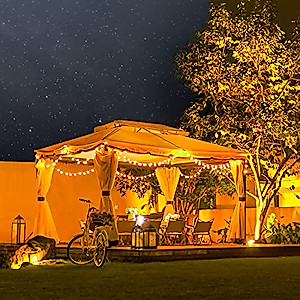 MEWAY Patio Gazebo 10x13 Gazebo with Mosquito Netting Aluminum Outdoor Gazebo Canopy with Curtains for Backyard Lawn Garden Deck, Beige Navy