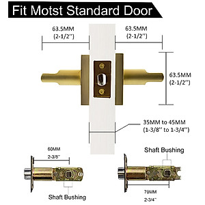 Linkaa Pivacy Door Lever Gold Stain Brass Lever Door Handle with Lock, Keyless Door Lock, Privacy Function Exterior/Interior Door Handles.